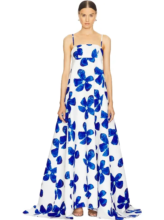 SAU LEE Lucia Floral Print Maxi Dress - White