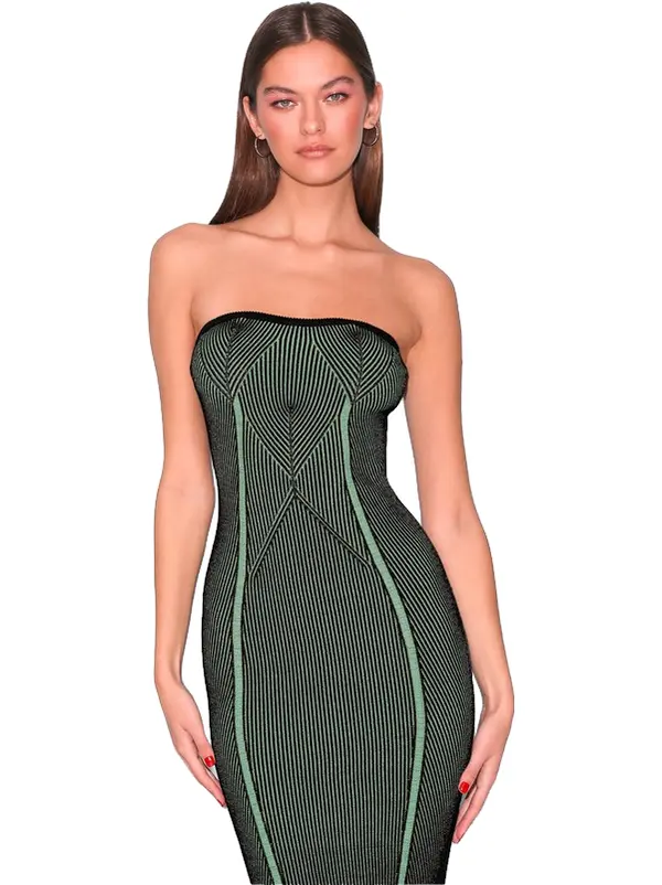 Fleur Du Mal Rib Knit Tube Dress - Green