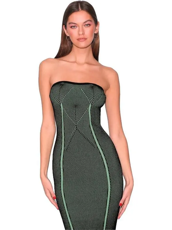 Fleur Du Mal Rib Knit Tube Dress - Green