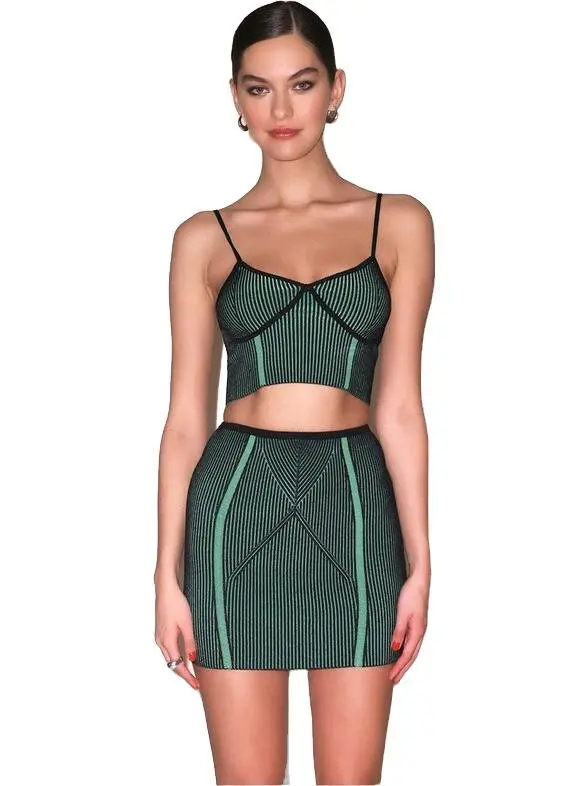 Fleur Du Mal Rib Knit Mini Skirt - Green