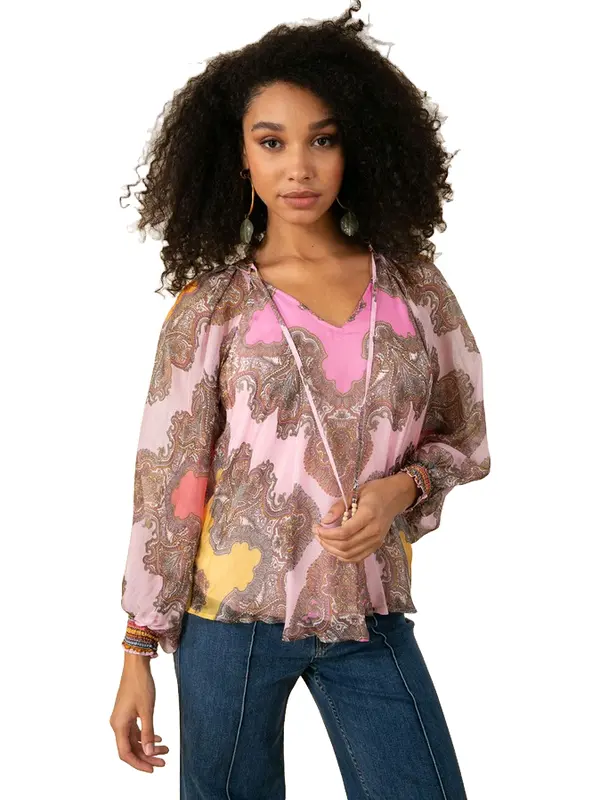 Hale Bob Willa Chiffon Top - Pink
