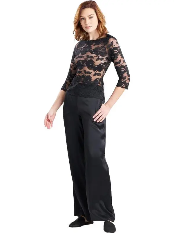 Natori Imagine Allover Lace Top - Black
