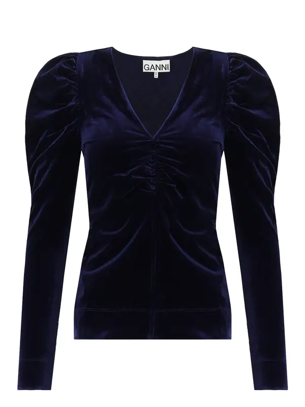 GANNI Velvet Top - Blue