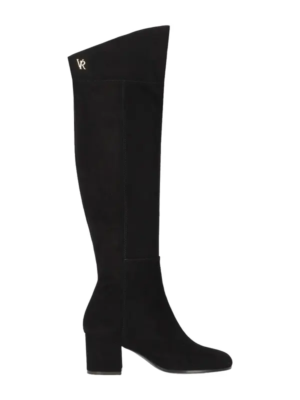 VIA ROMA 15 Suede Heeled High Boots - Black