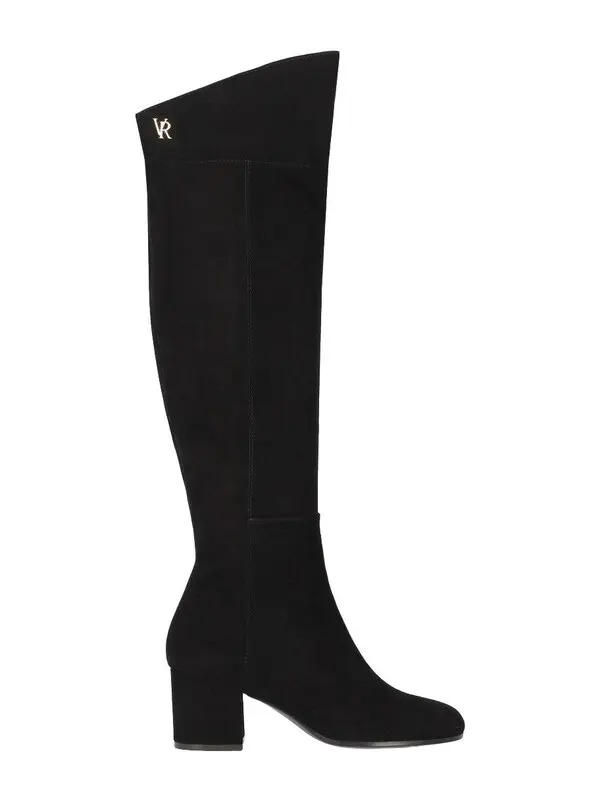 VIA ROMA 15 Suede Heeled High Boots - Black