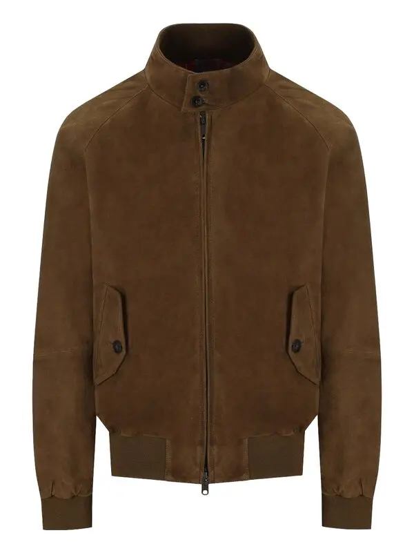 BARACUTA G9 Suede Bomber Jacket - Green