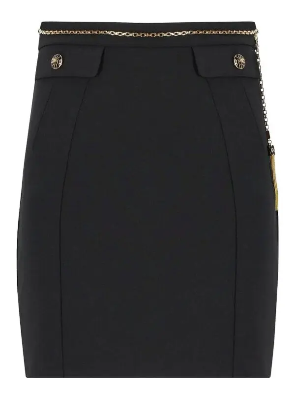 Elisabetta Franchi Mini Skirt With Detachable Chain Belt - Black