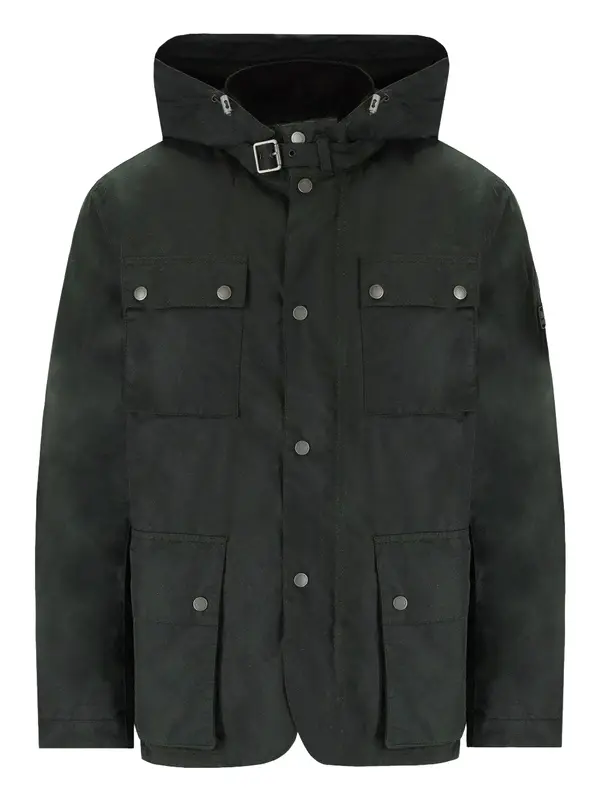 Barbour International Auto Wax Hooded Jacket - Green