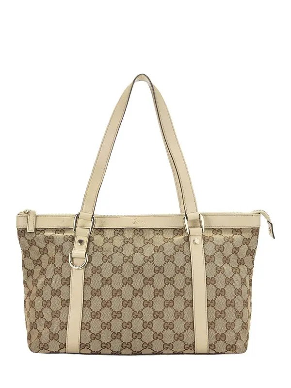 Gucci Original Gg Canvas Abbey Zip Tote Bag - White