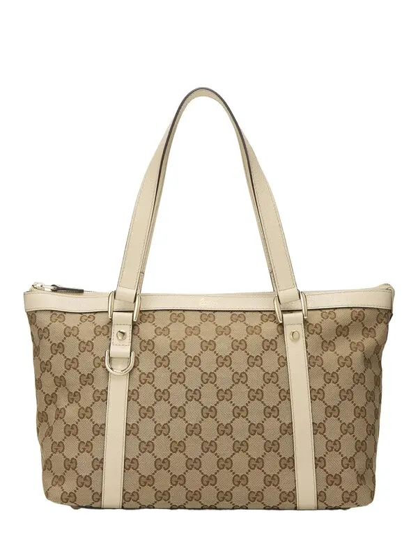 Gucci Original Gg Canvas Abbey Zip Tote Bag - White