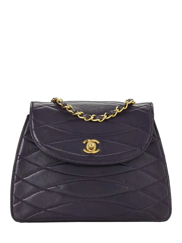 Chanel Quilted Lambskin Round Flap Small - Purple