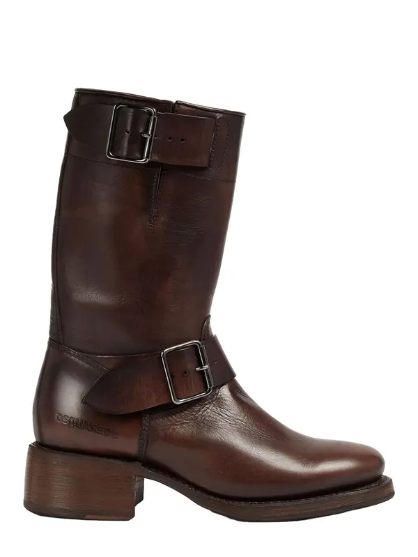 Dsquared2 Logo-debossed Leather Boots - Brown