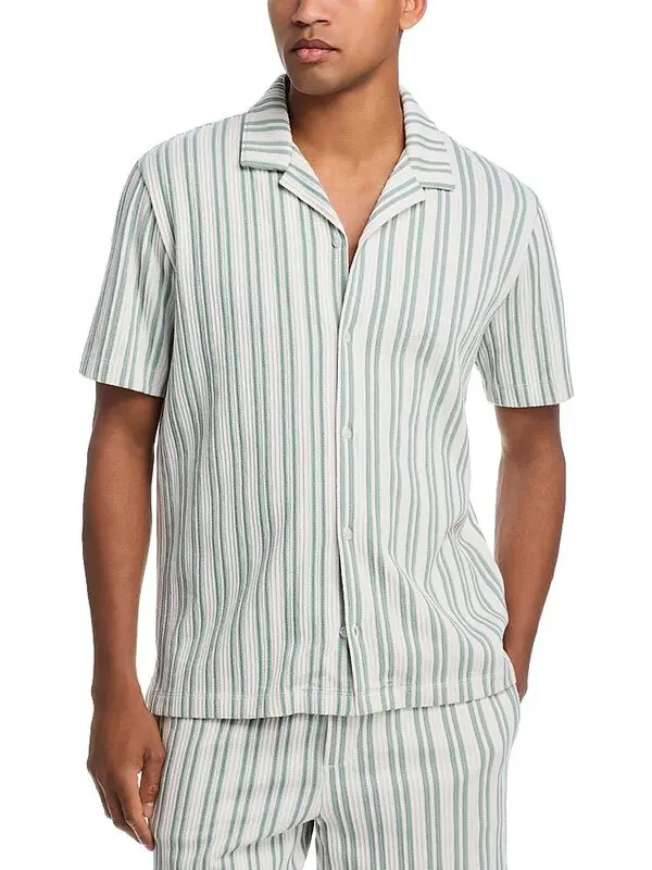 Vince Jacquard Printed Shirt - Off White/ocean Breeze