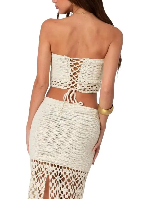 EDIKTED Ida Crochet Tube Top - Cream