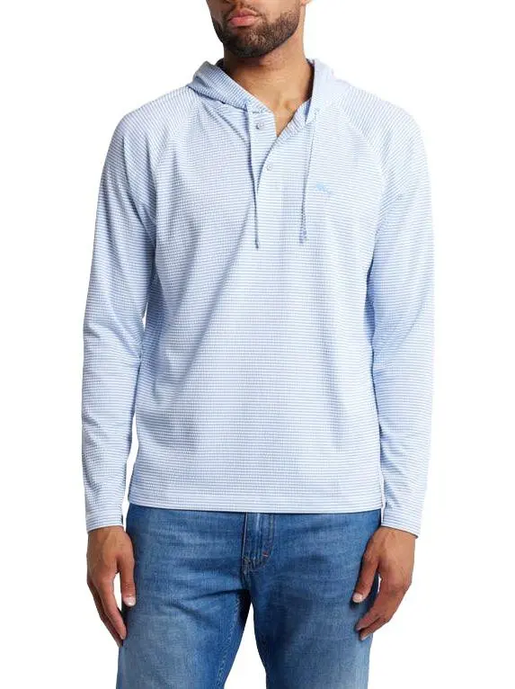 Tommy Bahama Starboard Stripe Seersucker Performance Hoodie - Cabo Blue