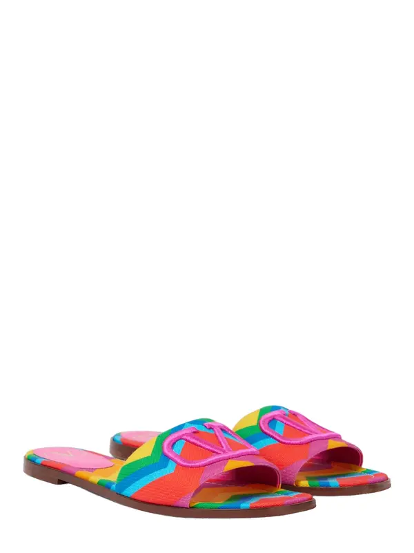 Valentino Garavani Vlogo Chevron 24 Canvas Slides - Multicoloured