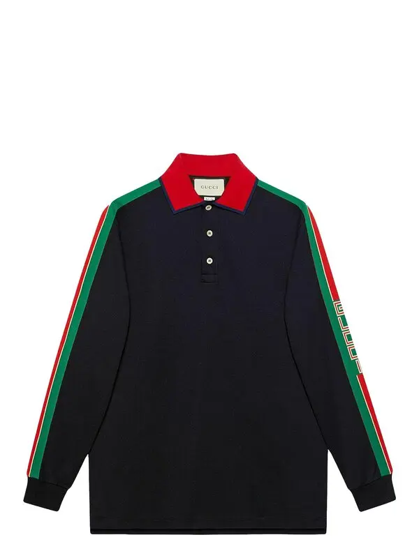Gucci Long-sleeve Logo Polo - Multicolor