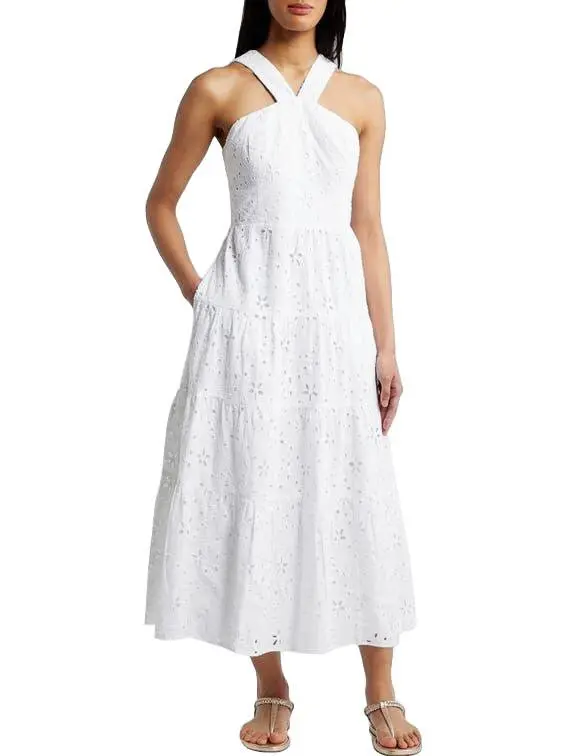 Lilly Pulitzer® Eyelet Embroidered Halter Sundress - Resort White Sealife Eyelet