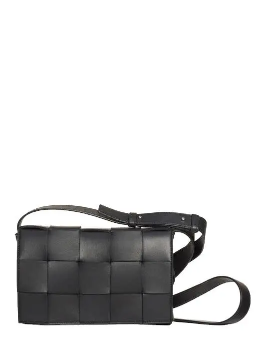 Bottega Veneta Intrecciato Leather Crossbody Bag - Nero