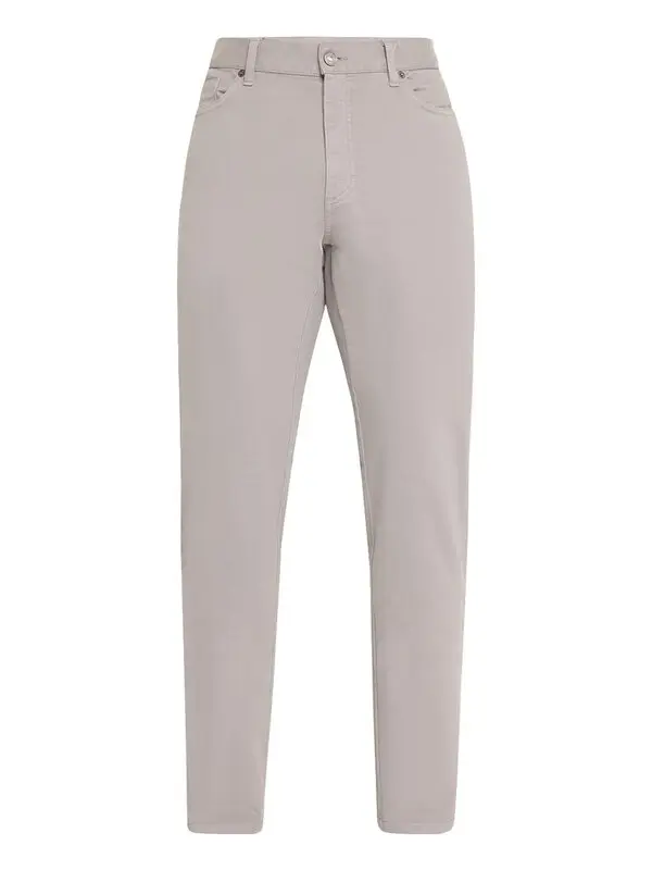 Zegna Stretch Gabardine Five-pocket Pants - Light Gray Solid