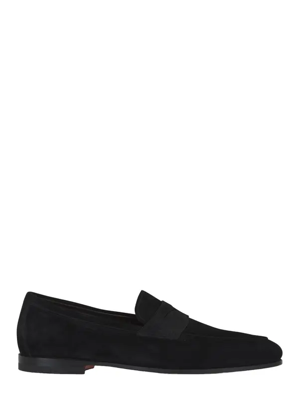 Santoni Suede Penny Loafers - Black