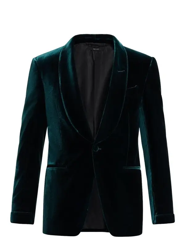 TOM FORD Single-breasted Velvet Blazer - Green