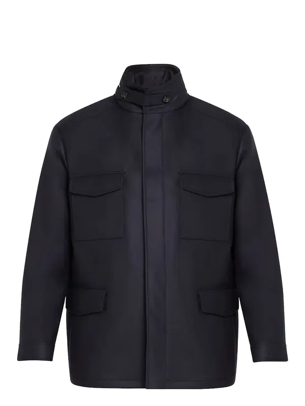 Loro Piana Traveller Wool Utility Coat - Navy