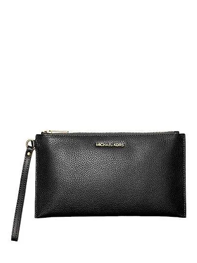 Michael Kors Jet Set Travel Large Pebbled Leather Pouch - Black