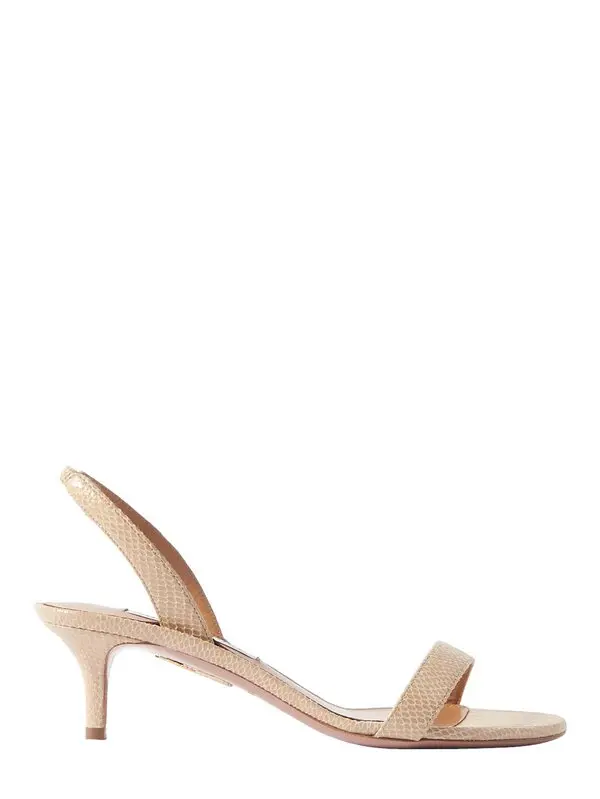 AQUAZZURA So 50 Snake-effect Leather Slingback Sandals - Neutrals