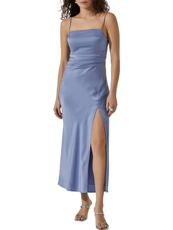 Astr The Label Satin Slip Dress - Dusty Blue