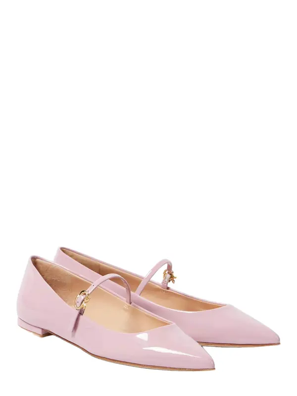 GIANVITO ROSSI Ribbon Jane 05 Patent Leather Mary Jane Flats - Pink