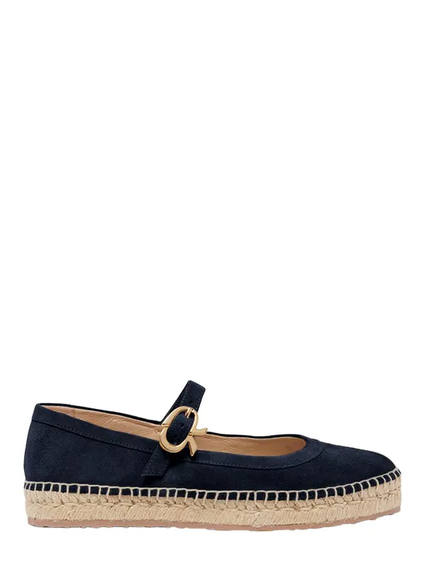 GIANVITO ROSSI Suede Mary Jane Espadrilles - Denim