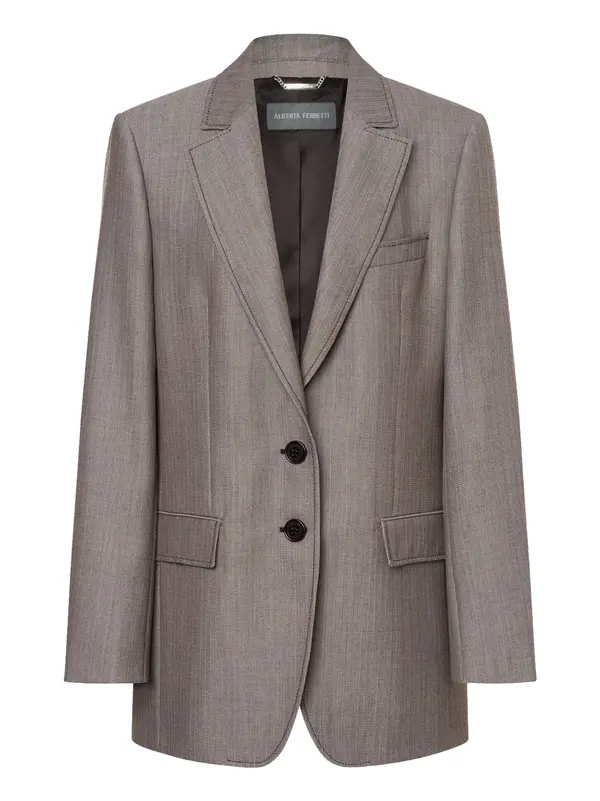 Alberta Ferretti Single-breasted Virgin Wool Blazer - Grey