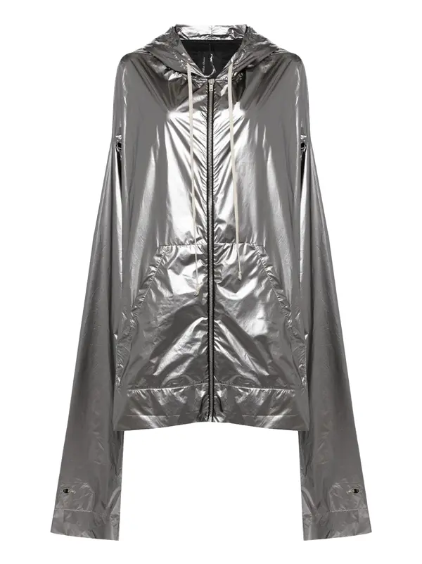 Rick Owens Metallic Hooded Jacket - Silver