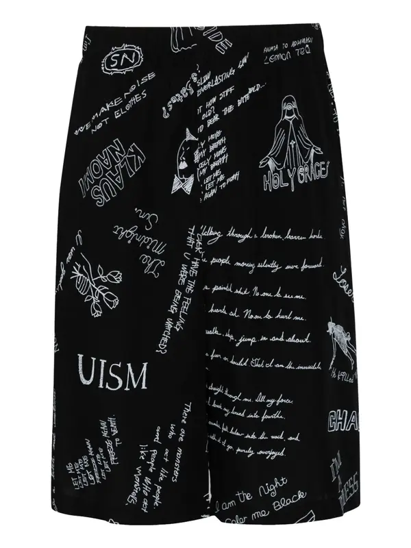 UNDERCOVERISM Graphic-print Wide-leg Shorts - Black