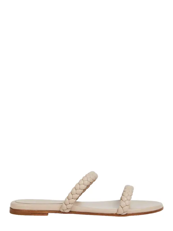 GIANVITO ROSSI Marley 05 Braided Leather Slides - Ecru