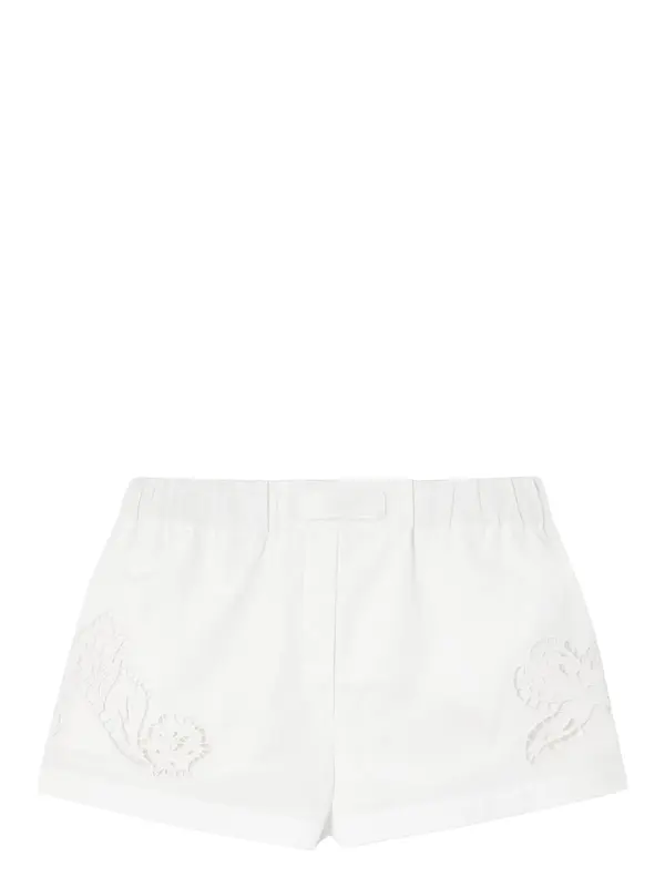 Versace Broderie Anglaise Cotton Shorts - White