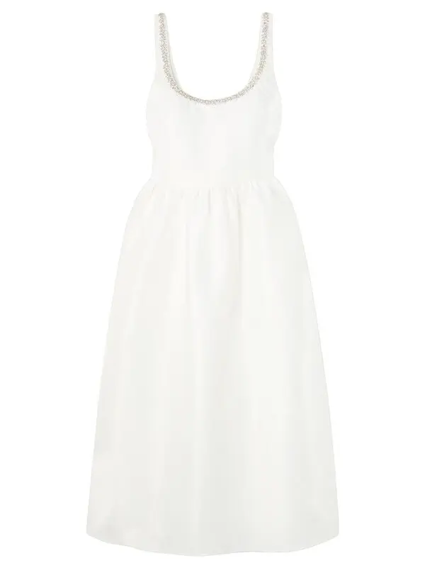 SELF-PORTRAIT Crystal-embellished Taffeta Midi Dress - White
