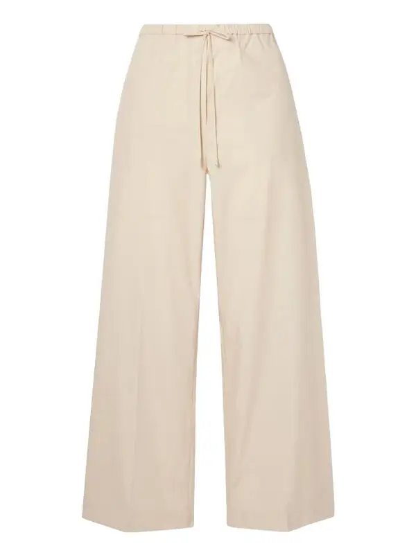 TOTEME Belted Organic Cotton-twill Wide-leg Pants - Gray