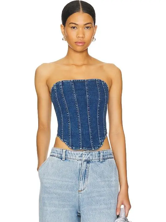 Good American Denim Corset Tube Top - Indigo637