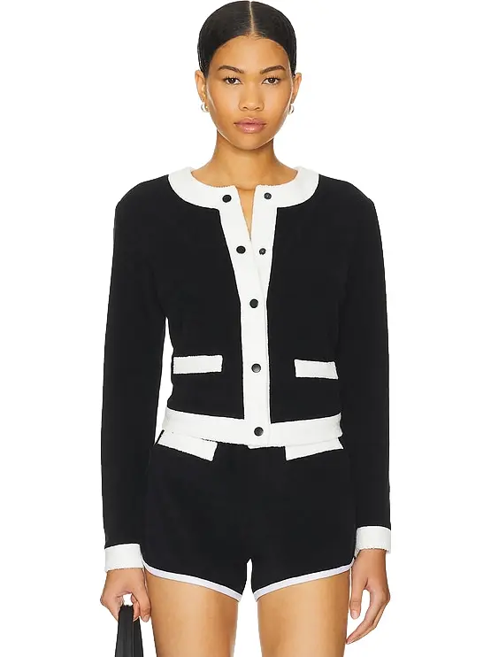 Le Superbe X French Terry Cardigan - Black & White