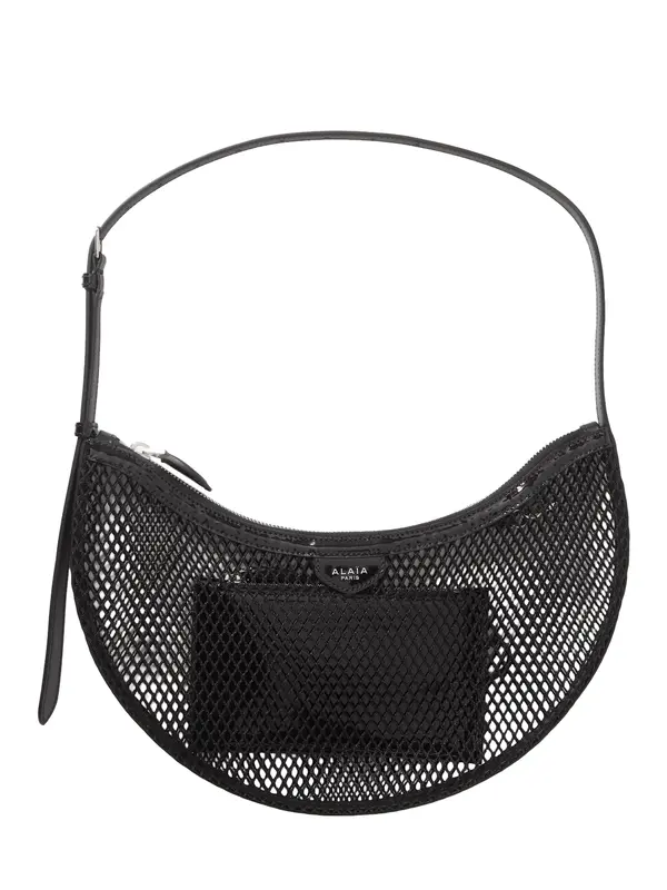Alaïa Demi Leather-trimmed Mesh Shoulder Bag - Black