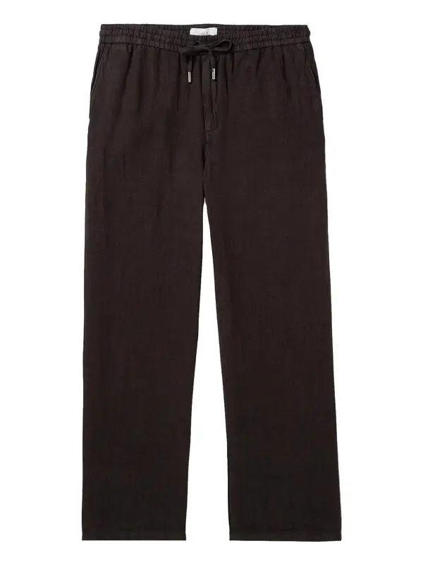 Mr P. Edward Straight-leg Linen Trousers - Brown