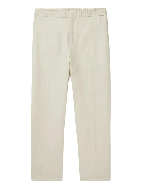 Zegna Tapered Oasi Linen Trousers - Neutrals
