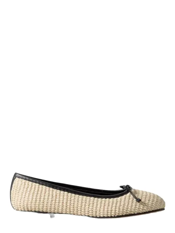 Manolo Blahnik Veralli Raffia Ballet Flats - Cream