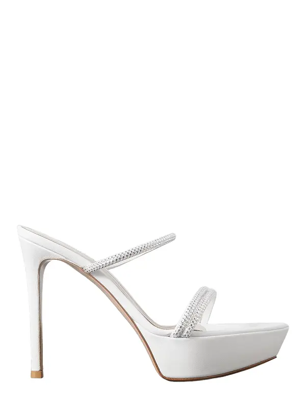GIANVITO ROSSI Cannes Crystal-embellished Platform Sandals - White