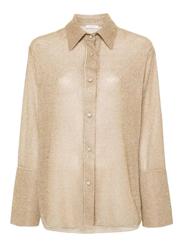 Oseree Lurex Long-sleeve Shirt - Gold