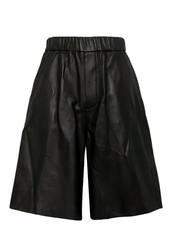 Ami Leather Bermuda Shorts - Green