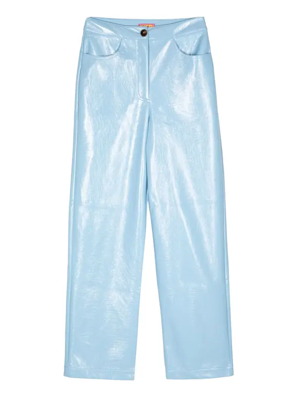 KITRI Janice Patent-finish Trousers - Blue