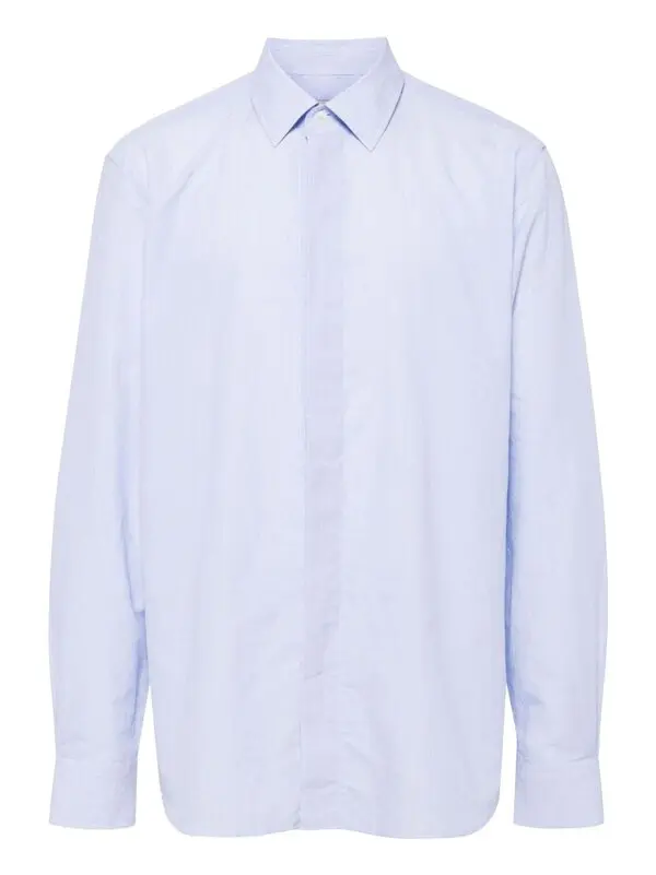 Corneliani Concealed-fastening Cotton-linen Shirt - Blue